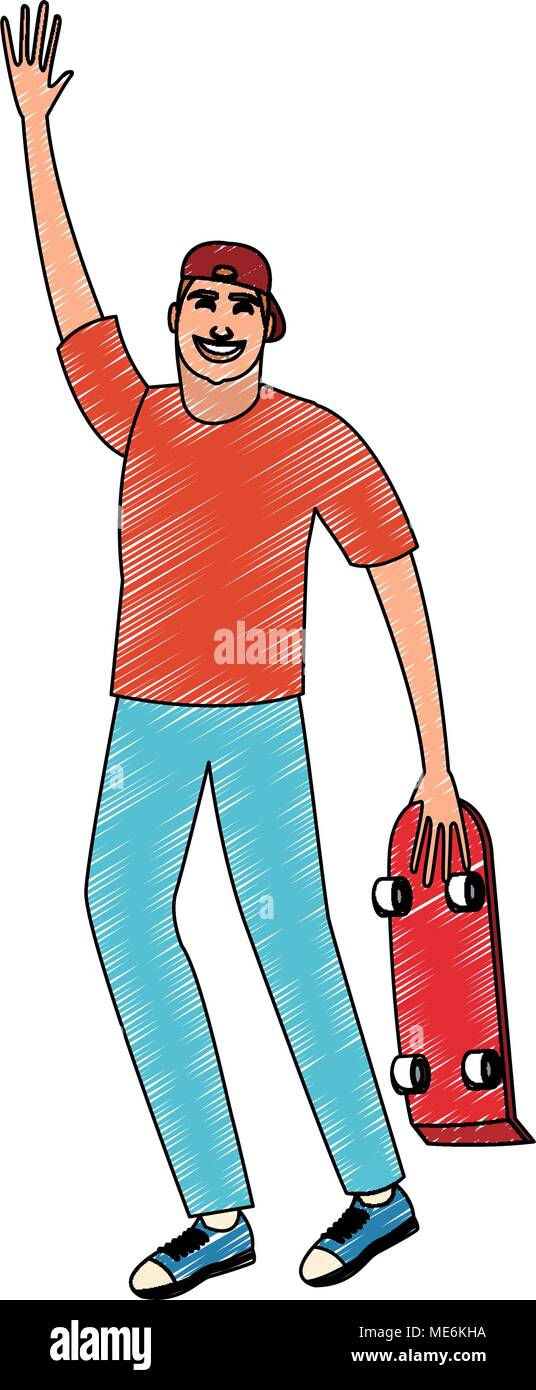 Happy young man cartoon scribble Stock Vector Image & Art - Alamy
