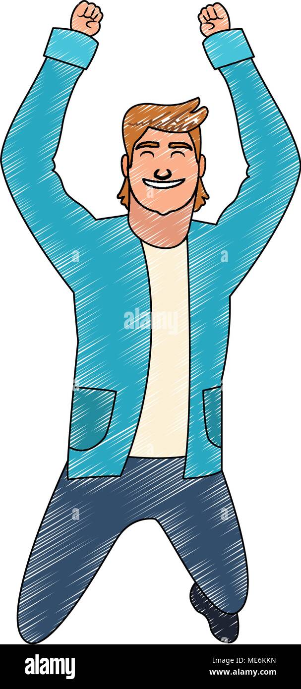 Happy young man cartoon scribble Stock Vector Image & Art - Alamy