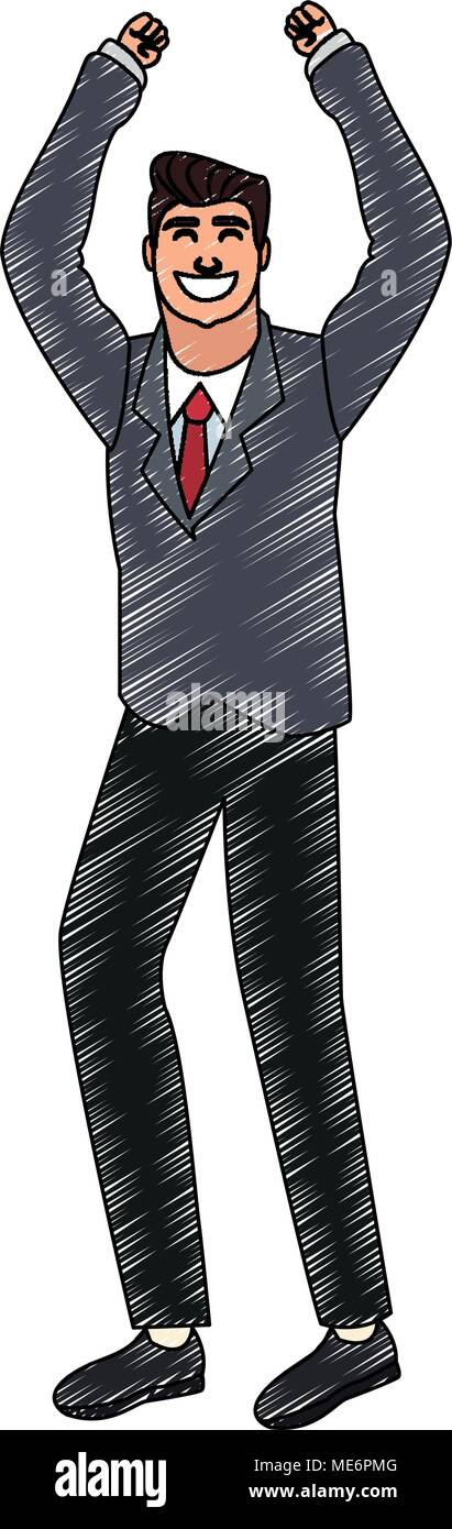 Happy businessman cartoon scribble Stock Vector Image & Art - Alamy