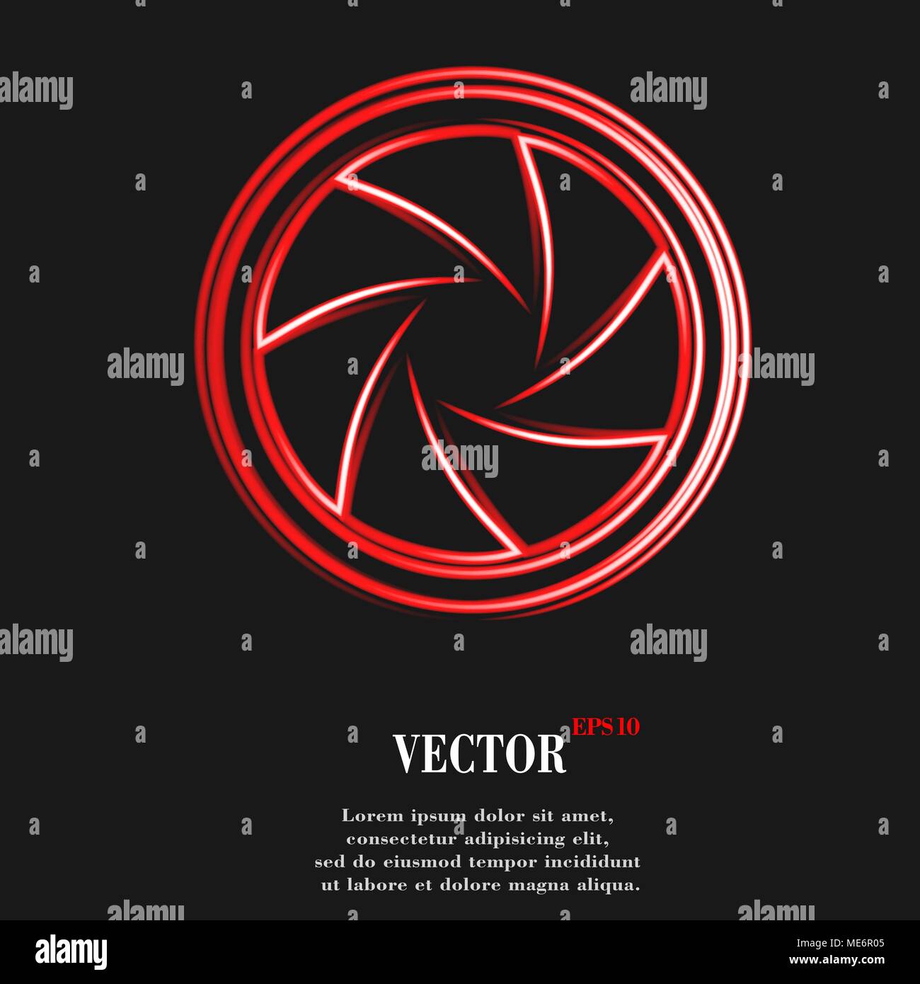 Photo camera diaphragm. Flat modern web button and space for your text. Vector. EPS10 Stock ...