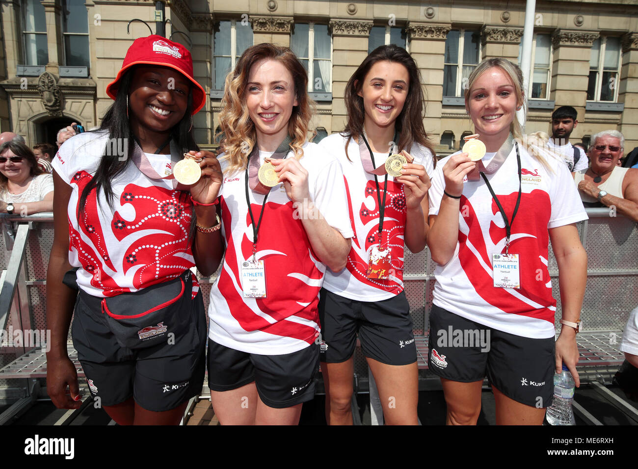 Team England netball players Kadeen Corbin, Jade Clarke, Beth Cobden ...