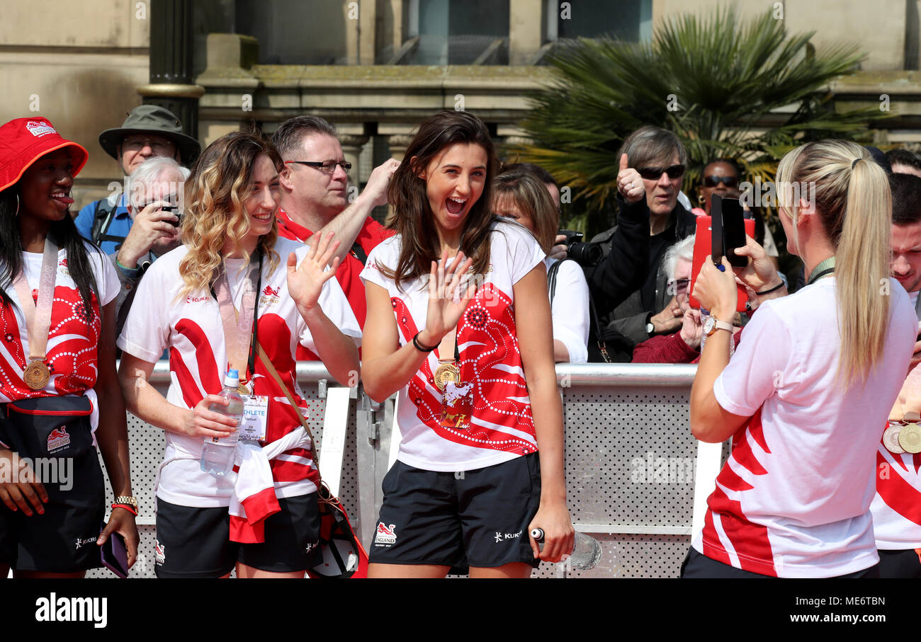 Team England Netball players Kadeen Corbin, Jade Clarke, Beth Cobden ...