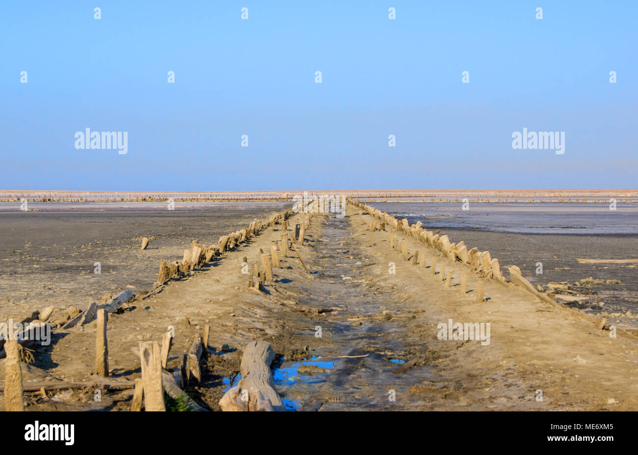 Abandoned salt production on Sivash lake also known as Rotten Sea on ...