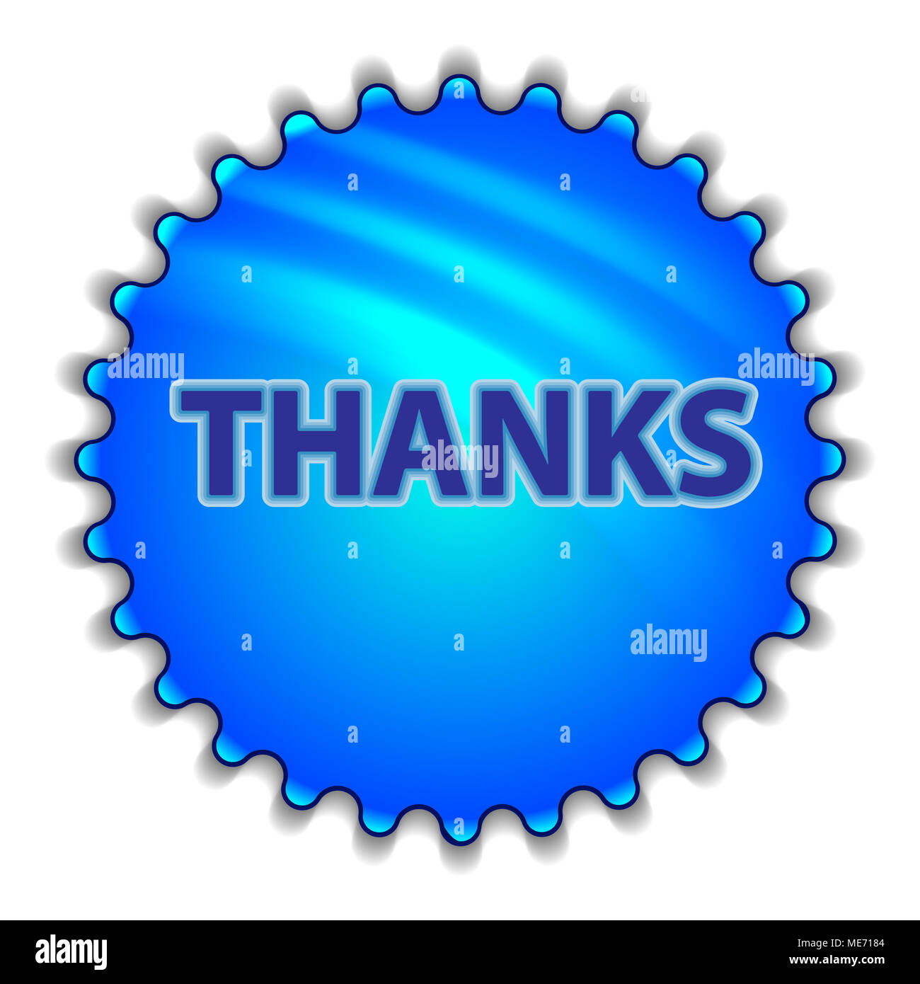 Isolated big blue button sticker with text Stock Photo - Alamy