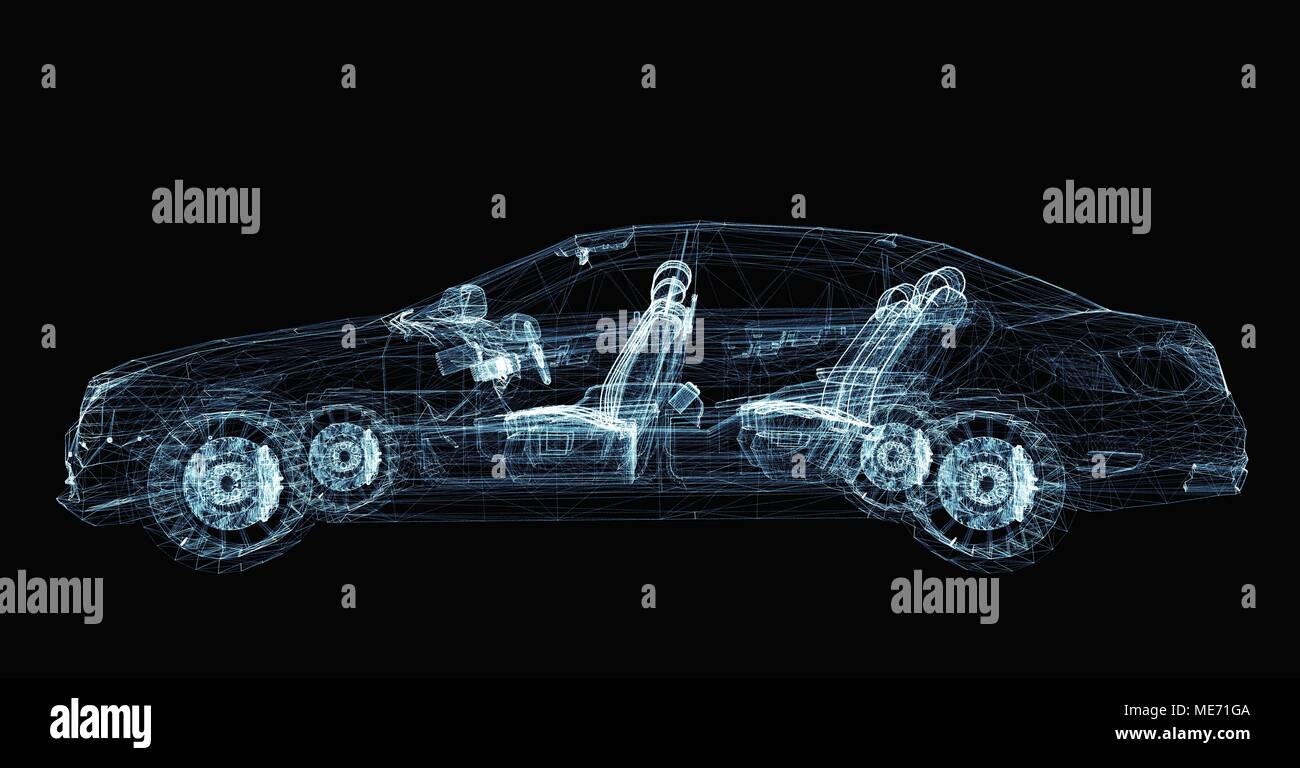 Abstract car consisting of luminous lines and dots Stock Photo - Alamy