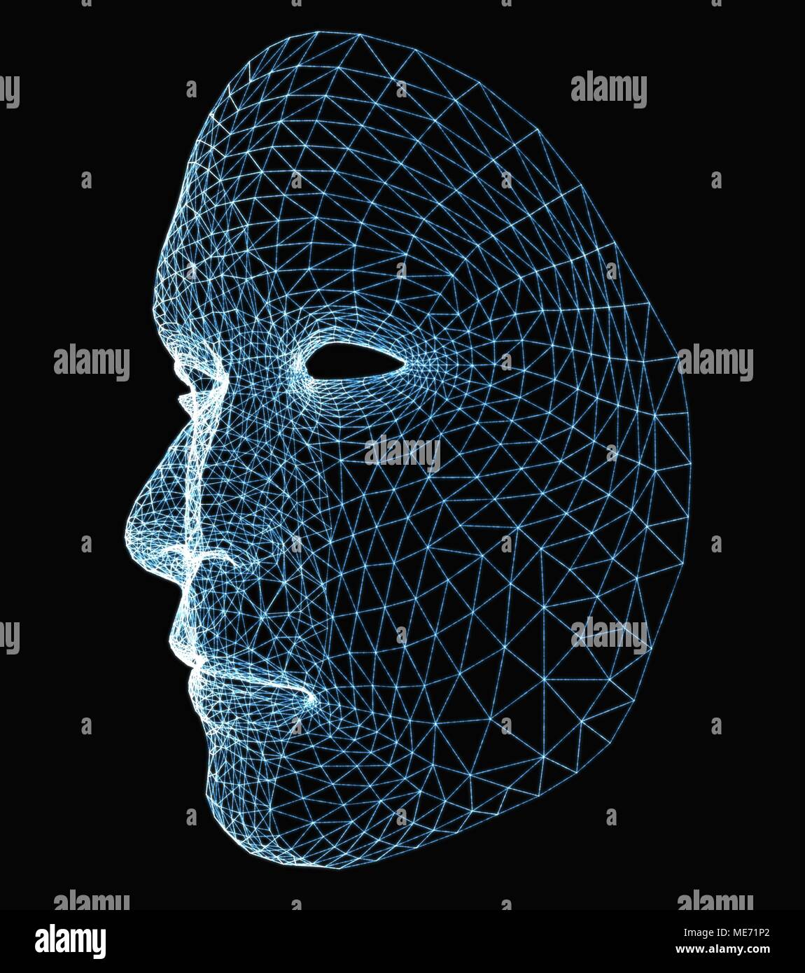 Human face consisting of luminous lines Stock Photo - Alamy