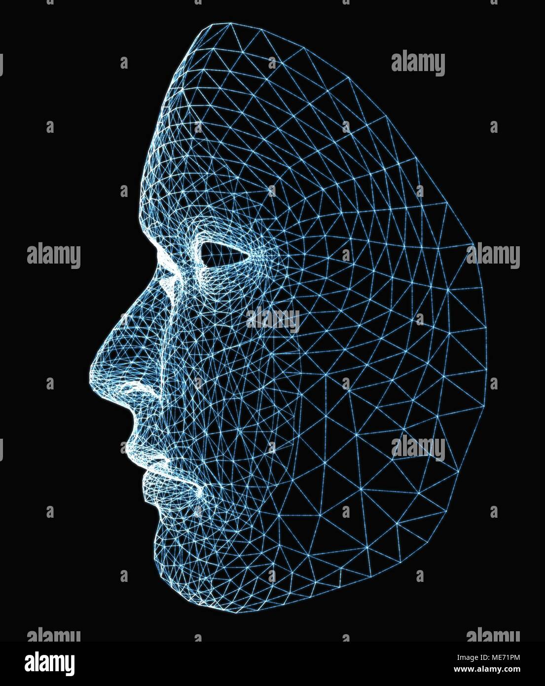Human face consisting of luminous lines Stock Photo - Alamy