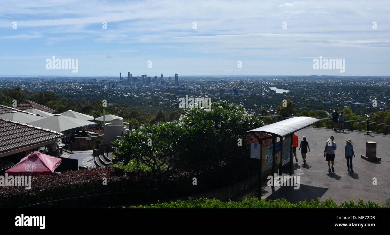 Brisbane, Australia - Dec 30, 2017. People at Mt-Coot-Tha Lookout. The ...