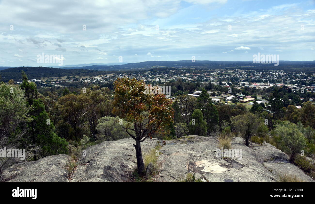Broad panorama of Stanthorpe and the countryside of South Queensland ...