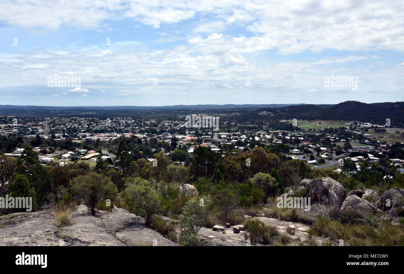 Broad panorama of Stanthorpe and the countryside of South Queensland ...