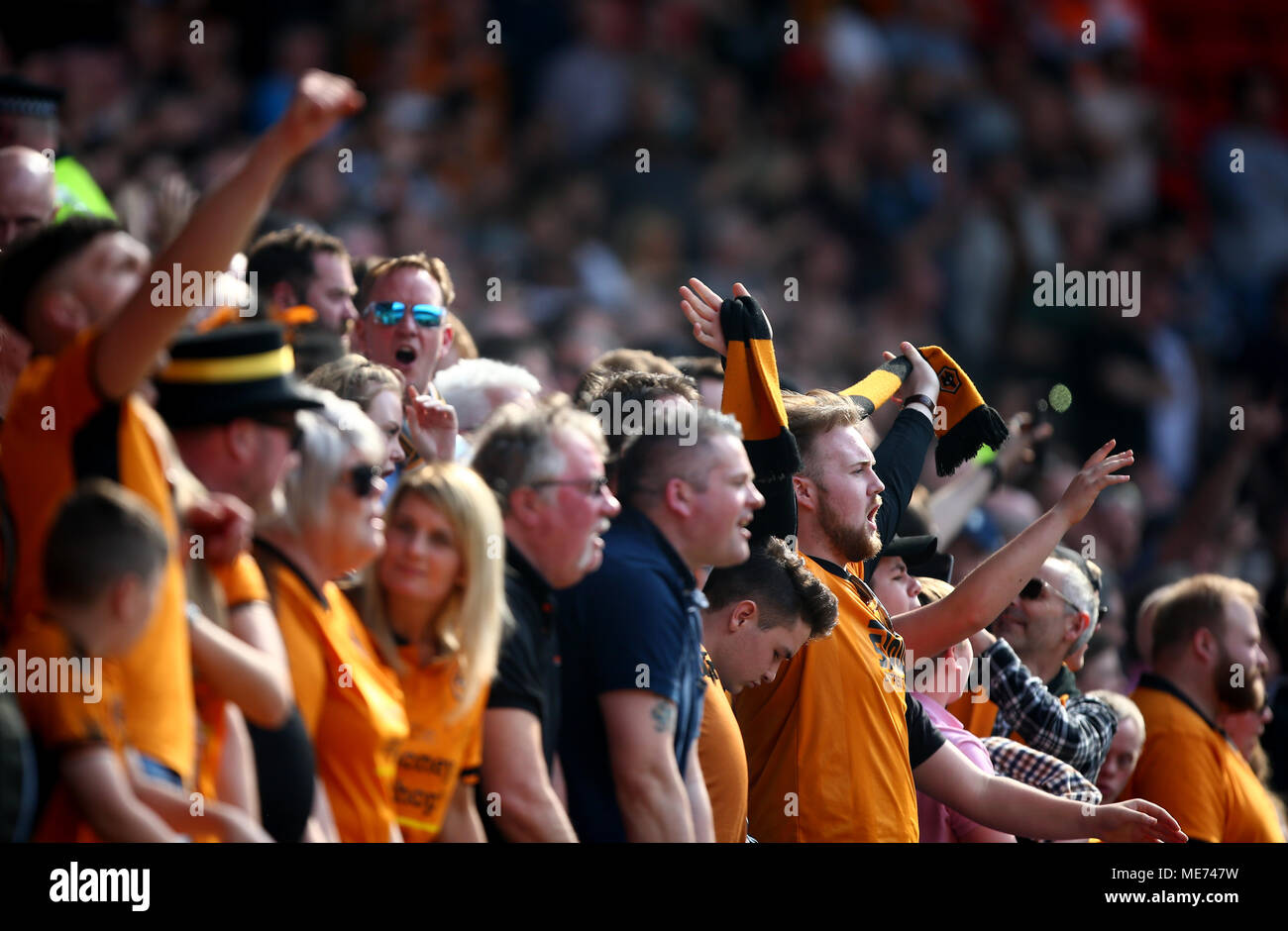 Wolverhampton Wanderers fans in the stands celebrate during the Sky Bet ...
