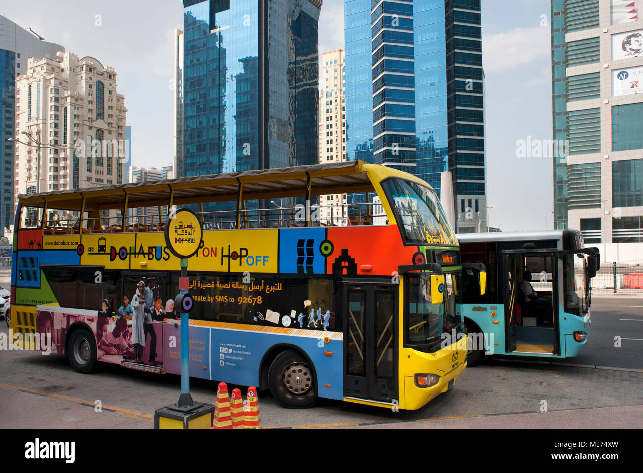 Touristic bus Hop on-Hop off in Doha the capital of Qatar in the ...