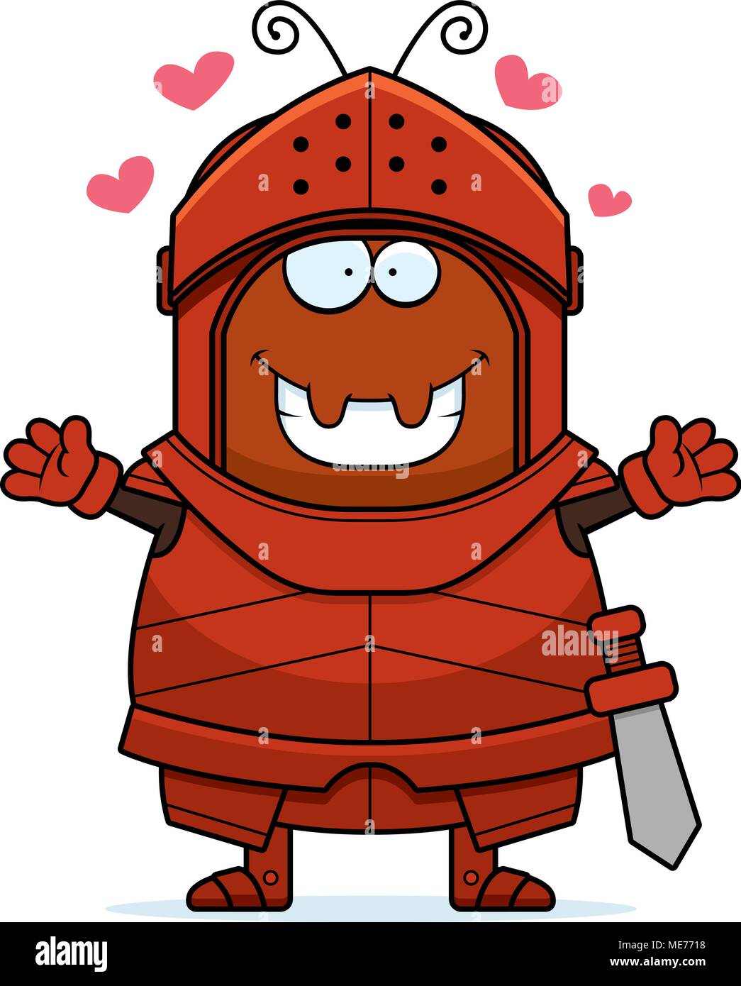 A cartoon illustration of an ant knight ready to give a hug Stock ...