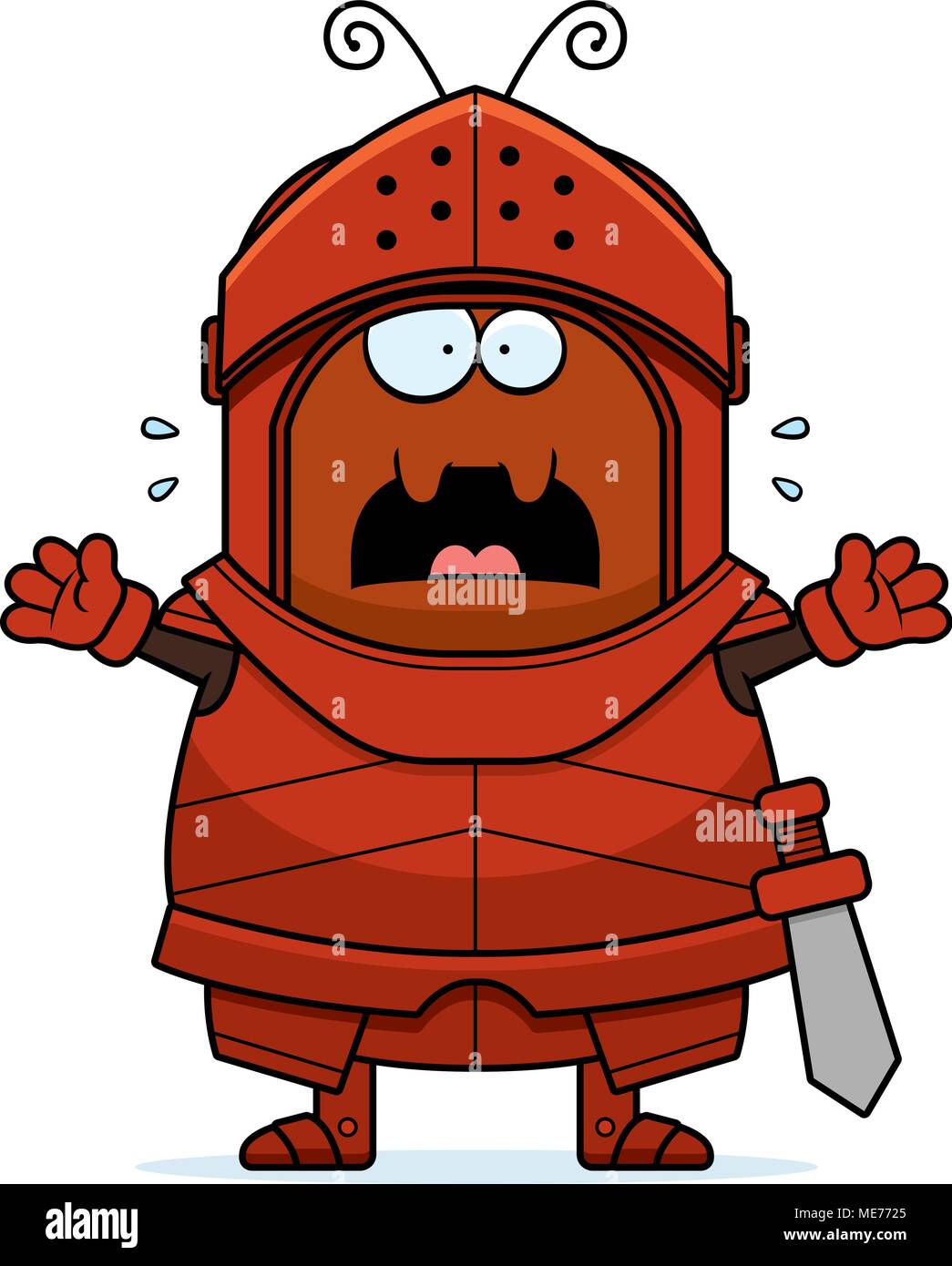 A cartoon illustration of an ant knight looking scared Stock Vector ...