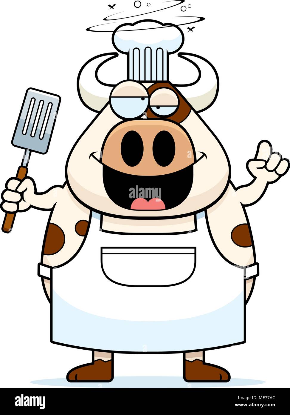 A cartoon illustration of a cow chef looking drunk on beer Stock Vector ...