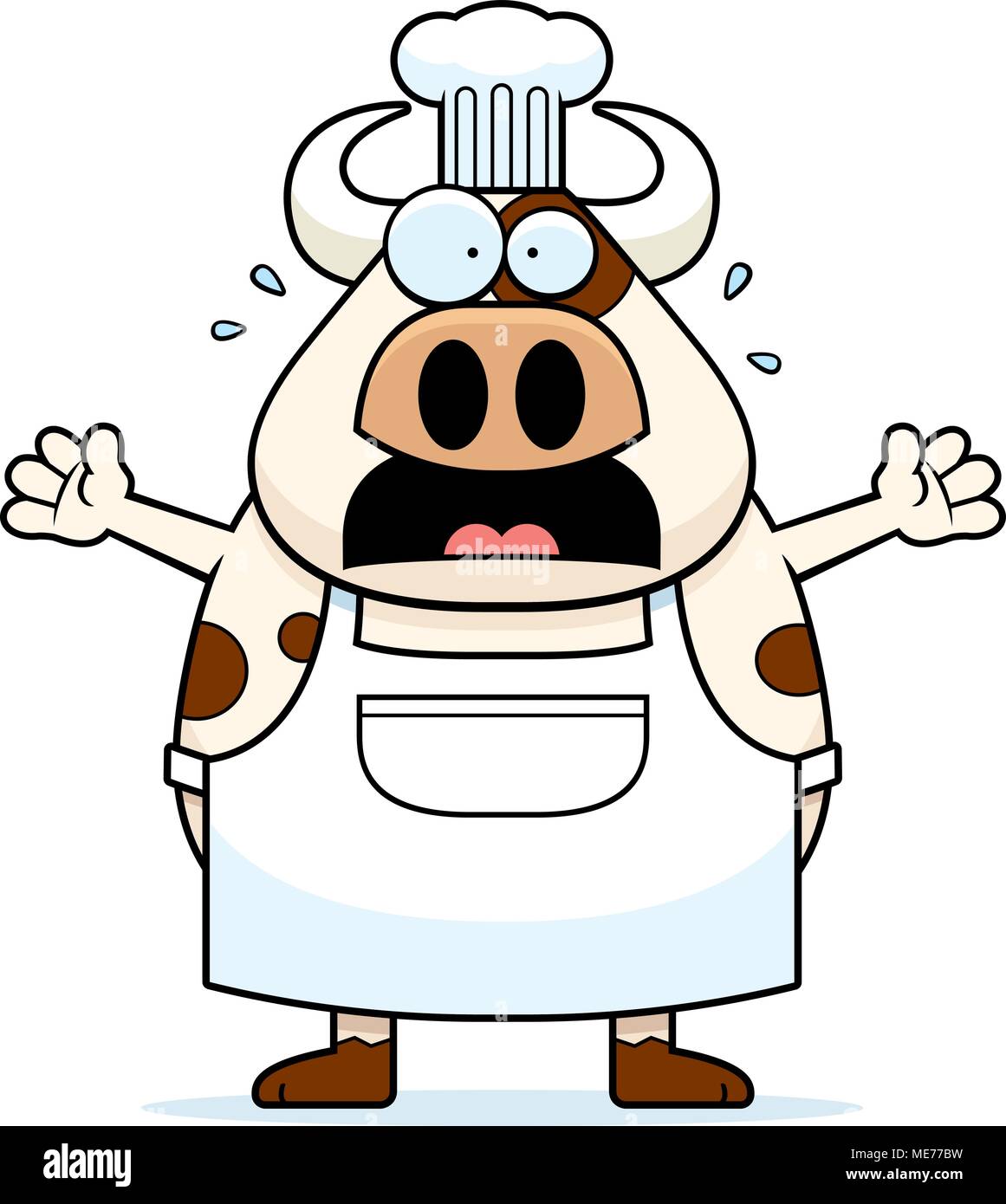 A cartoon illustration of a cow chef looking scared Stock Vector Image ...