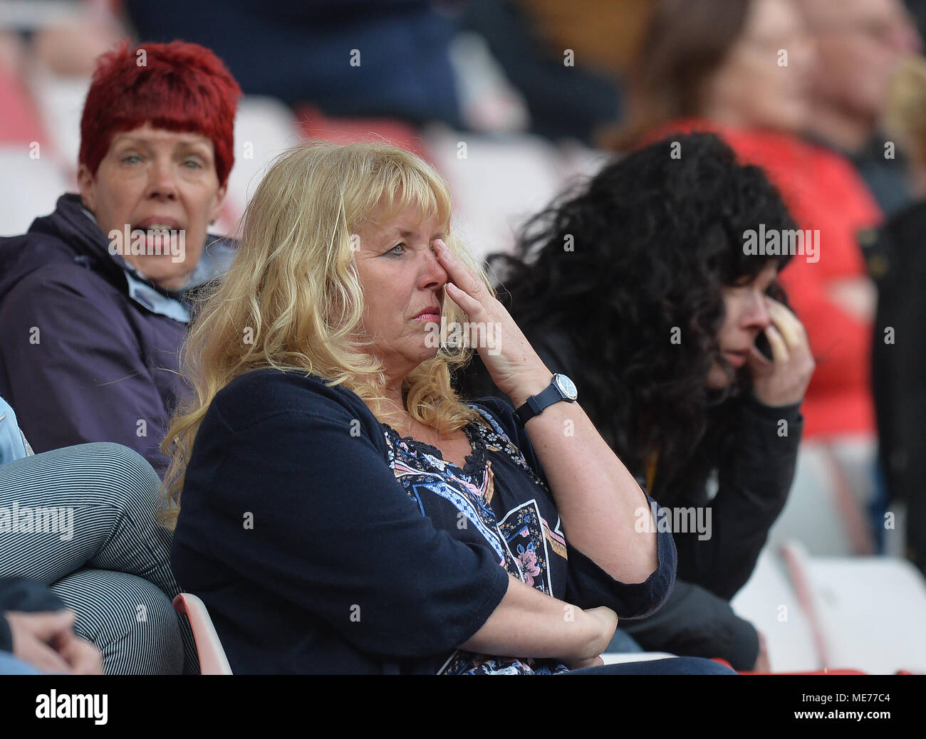 Dejected Sunderland fans watch as their team are relegated during the ...