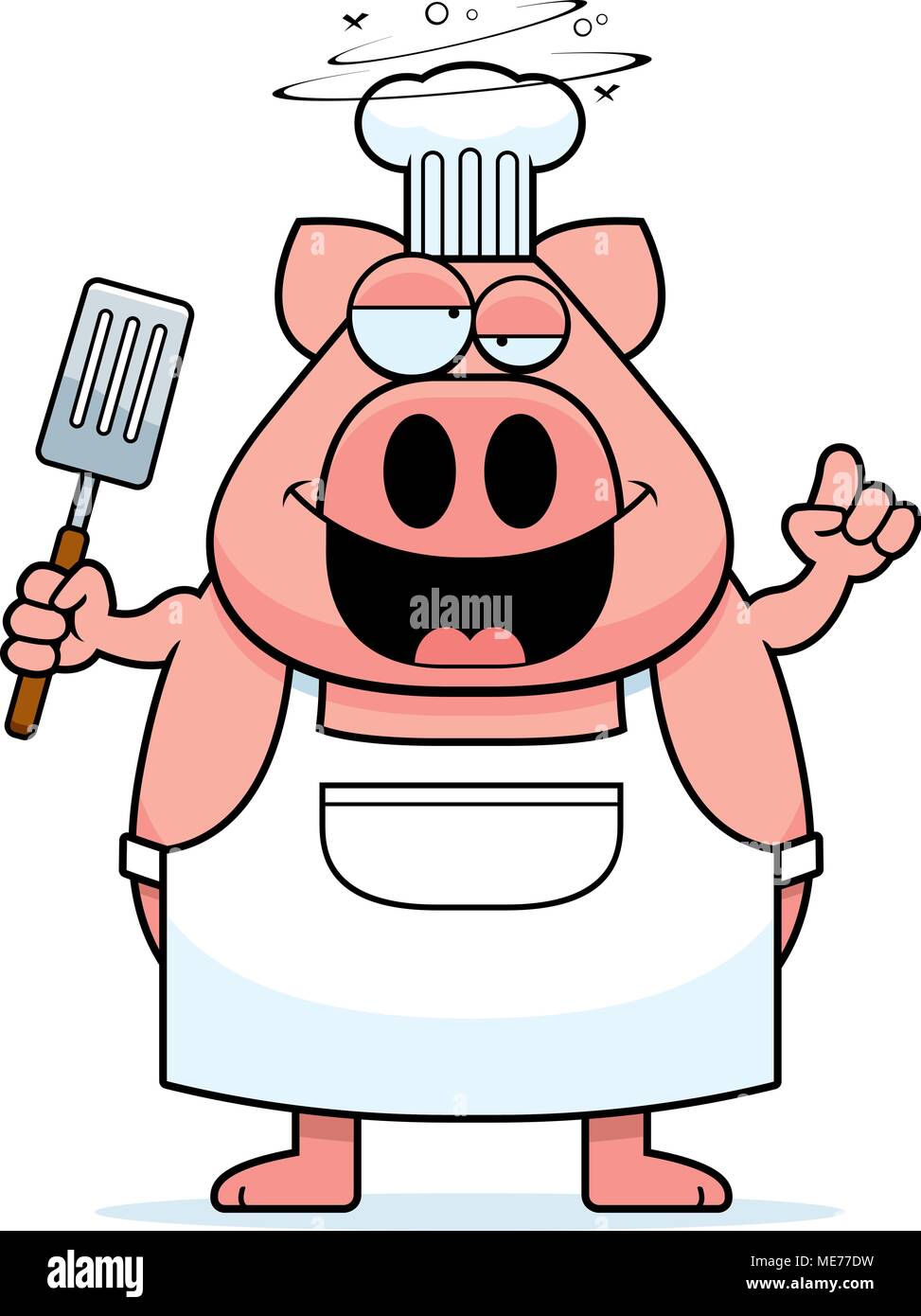 A cartoon illustration of a pig chef looking drunk on beer Stock Vector ...