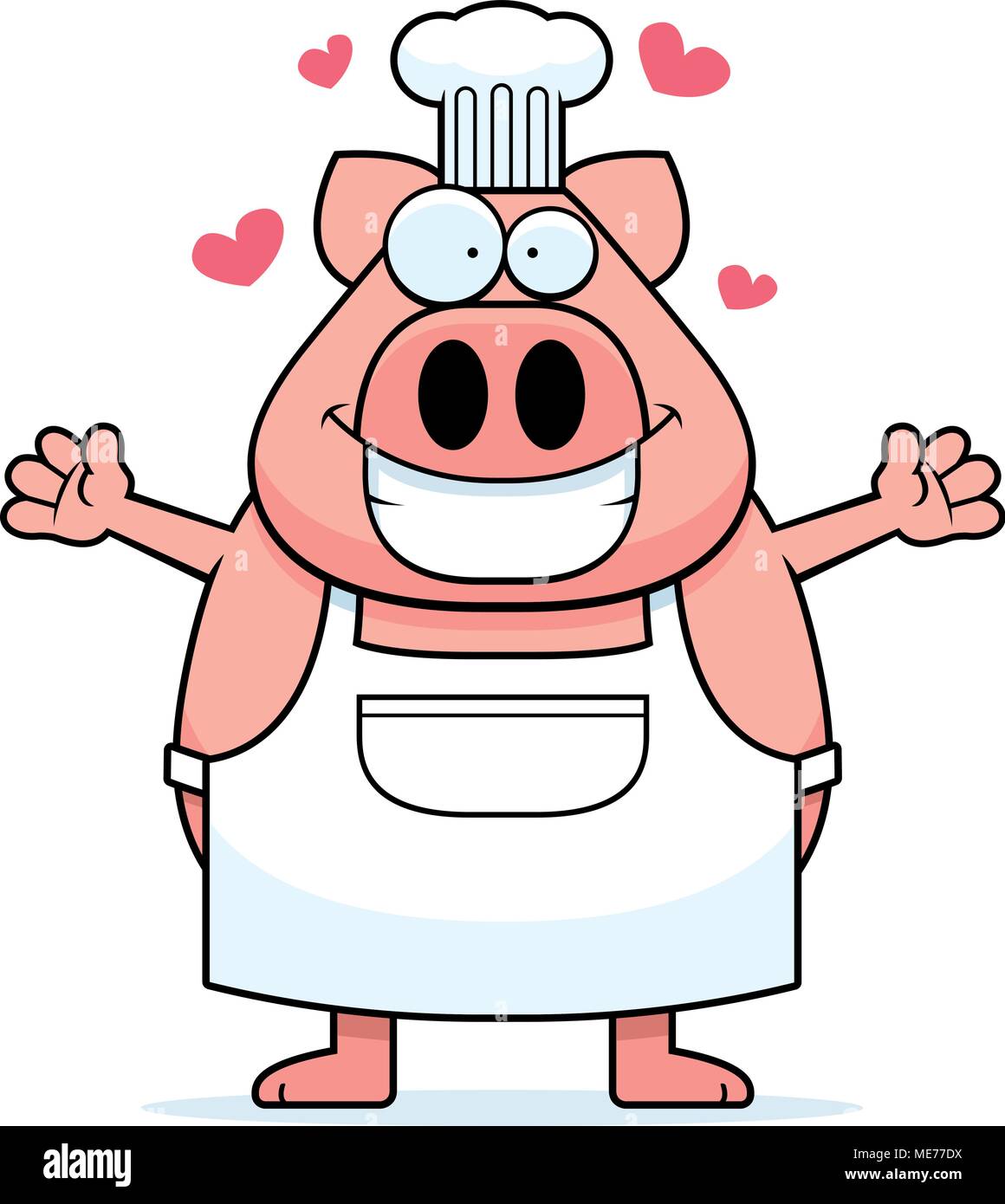 A cartoon illustration of a pig chef ready to give a hug Stock Vector ...