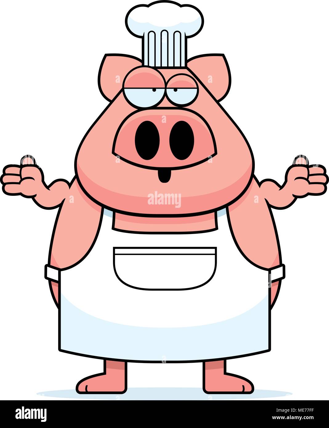 A cartoon illustration of a pig chef looking confused Stock Vector ...