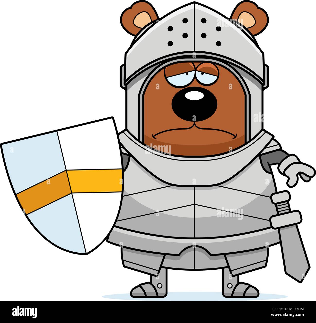 A cartoon illustration of a bear knight looking sad Stock Vector Image ...