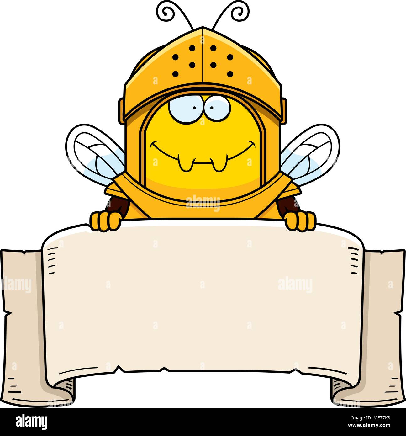 A cartoon illustration of a bee knight with a banner Stock Vector Image ...