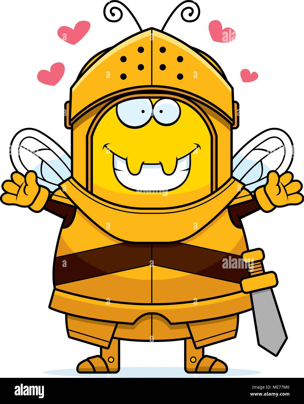 A cartoon illustration of a bee knight ready to give a hug Stock Vector ...