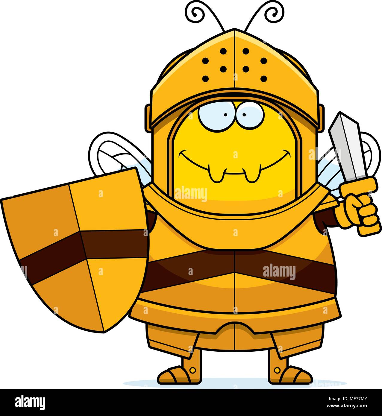 A cartoon illustration of a bee knight with a sword Stock Vector Image ...