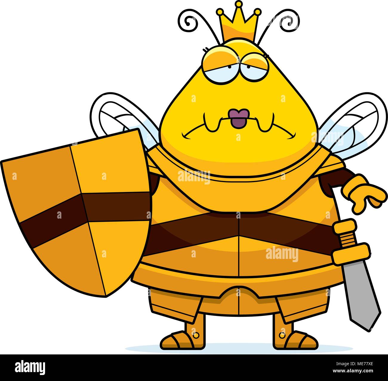 A cartoon illustration of a bee queen in armor looking sad Stock Vector ...