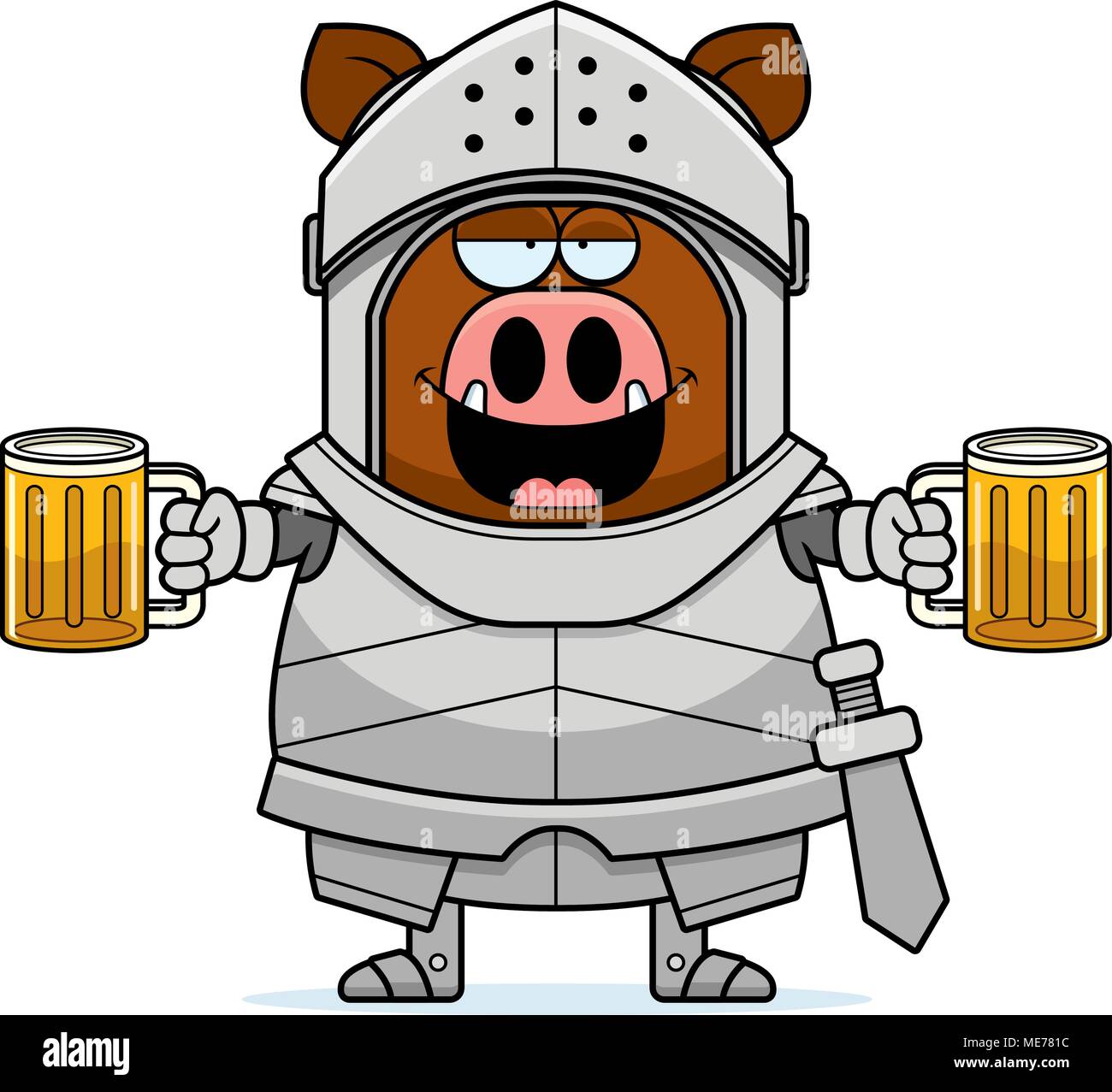 A cartoon illustration of a boar knight looking drunk Stock Vector ...