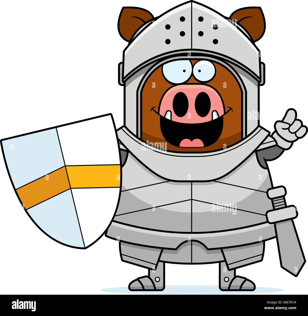 A cartoon illustration of a boar knight with an idea Stock Vector Image ...