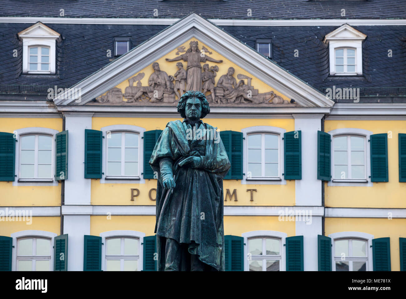 Statue of Ludwig Van Beethoven in front of the post office, Bonn, North ...