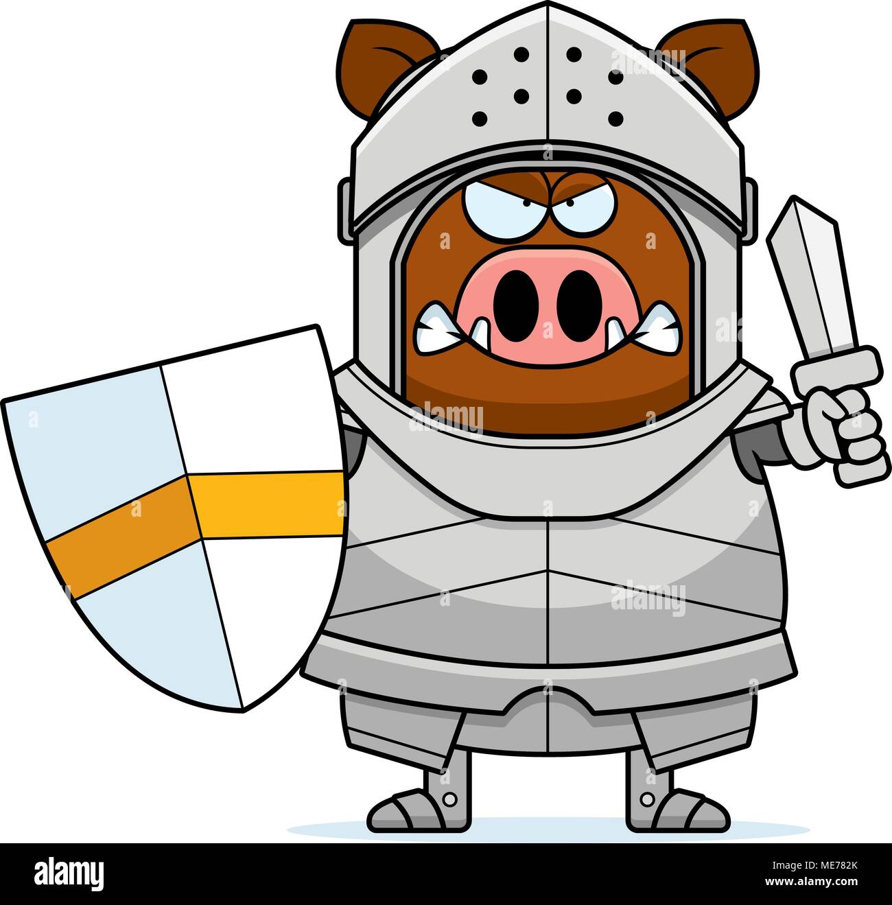 A cartoon illustration of a boar knight looking angry Stock Vector ...