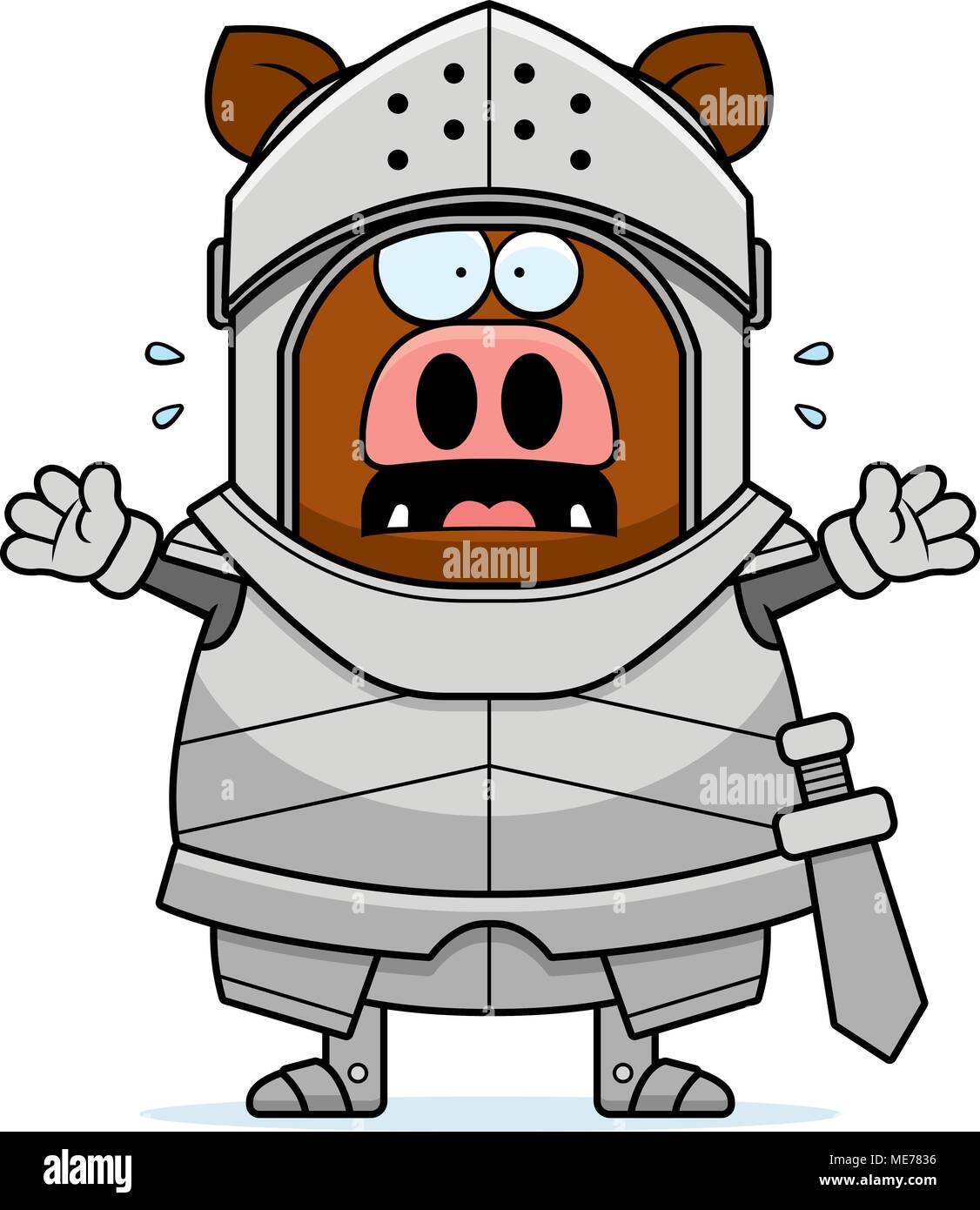 A cartoon illustration of a boar knight looking scared Stock Vector ...