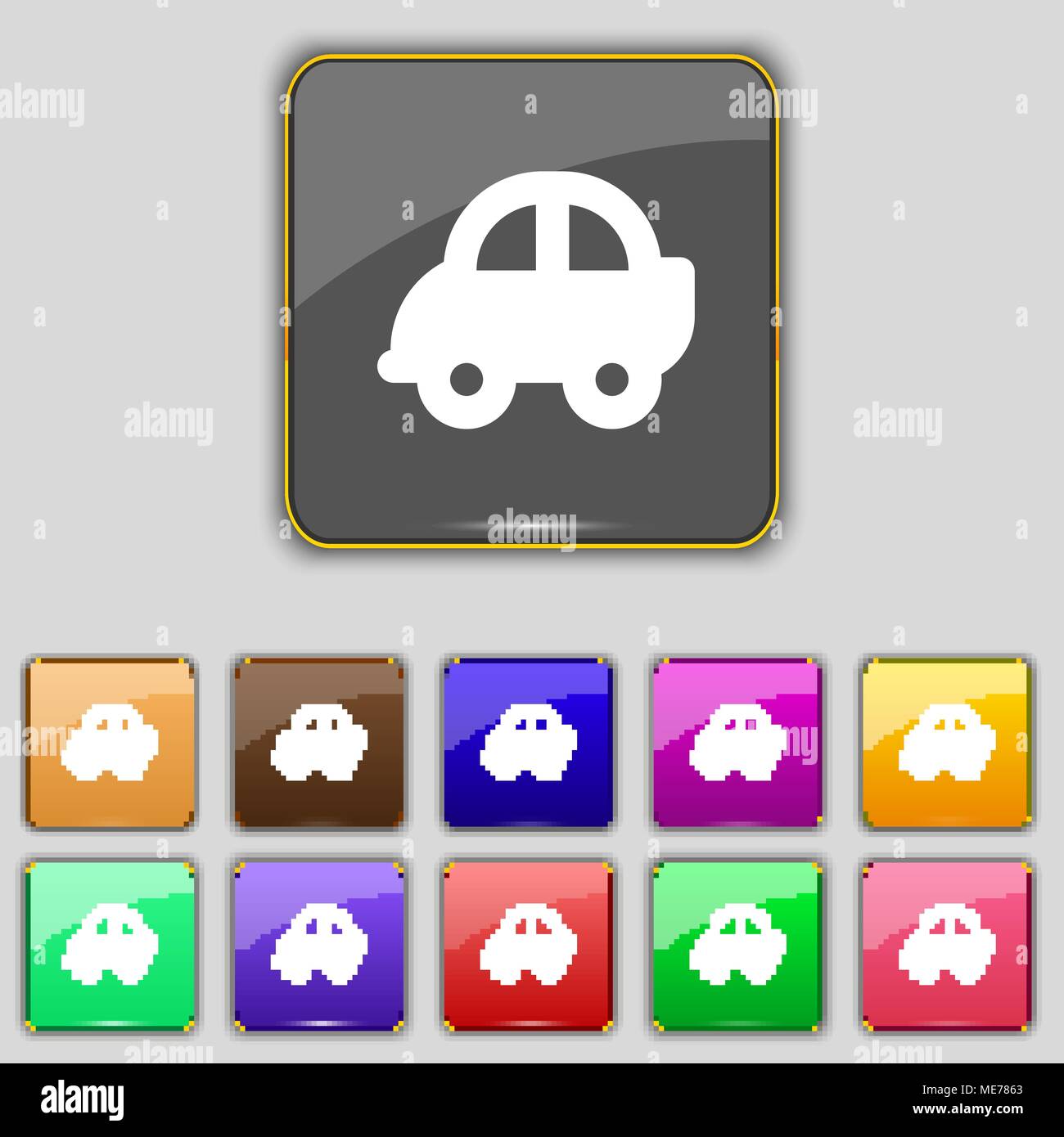 Auto icon sign. Set with eleven colored buttons for your site. Vector ...