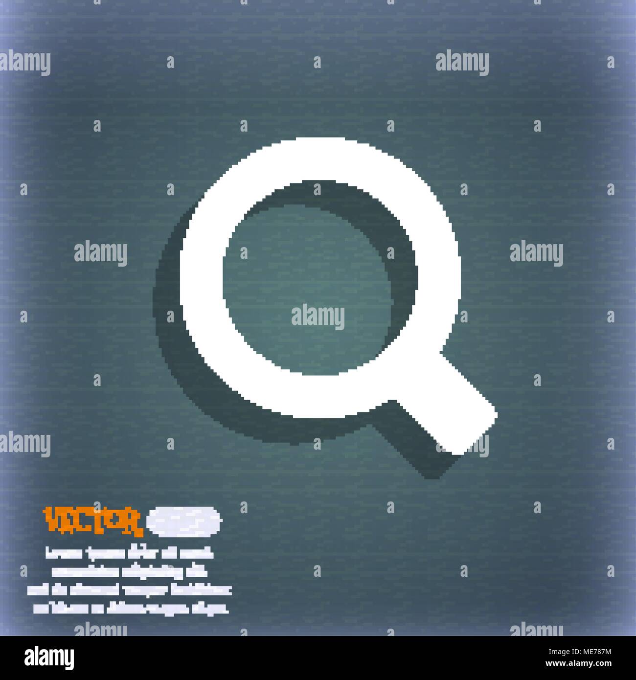 Magnifier glass icon symbol on the blue-green abstract background with ...