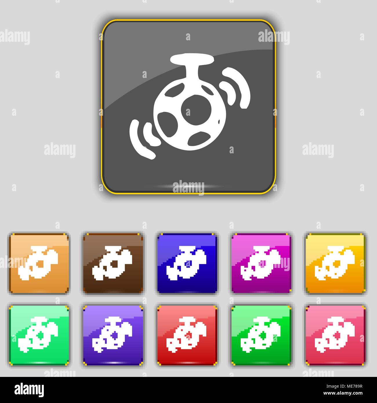 mirror ball disco icon sign. Set with eleven colored buttons for your ...