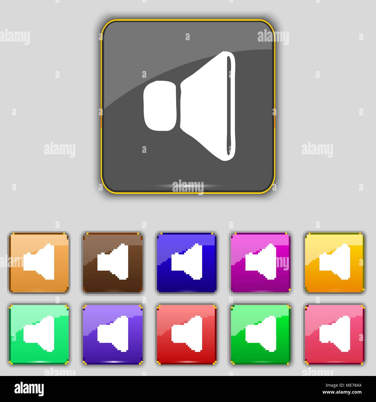 volume, sound icon sign. Set with eleven colored buttons for your site ...