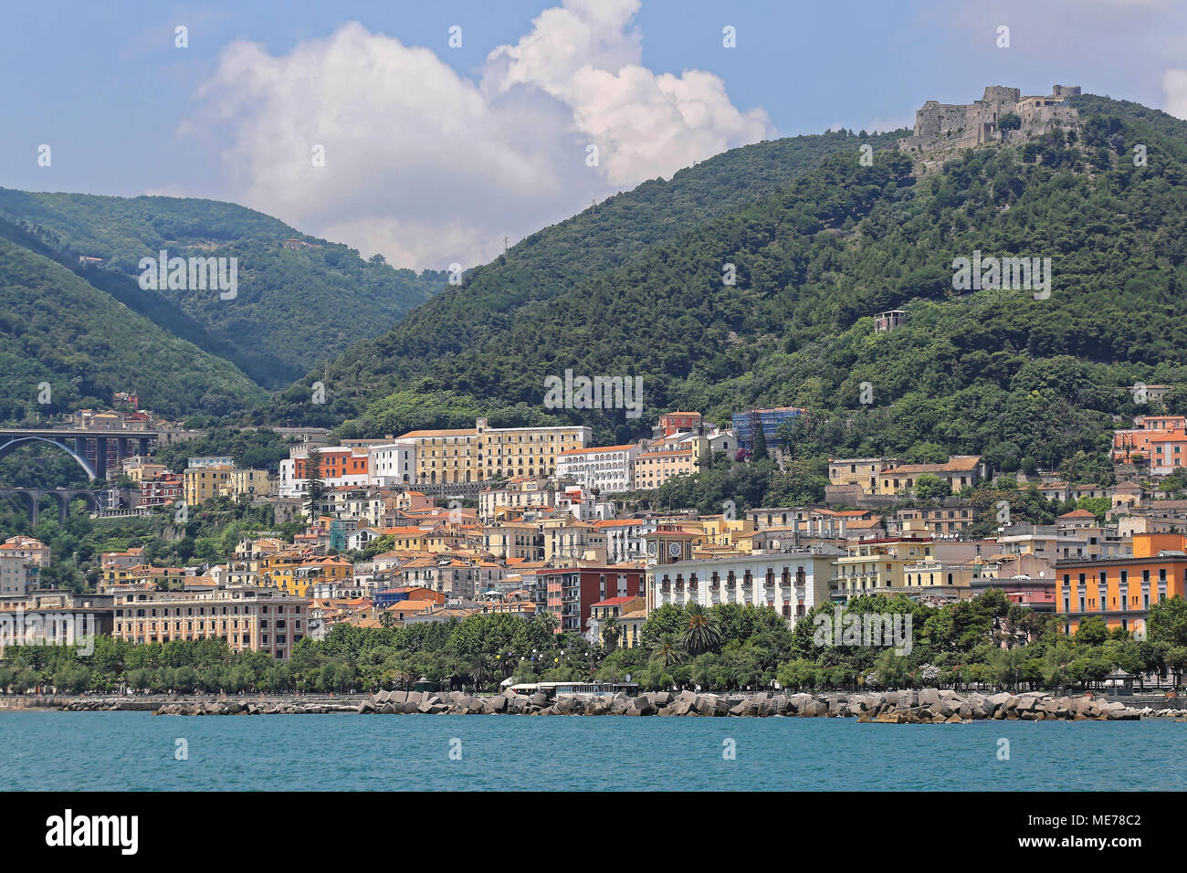 Salerno Cityscape From Tyrrhenian Sea Stock Photo - Alamy