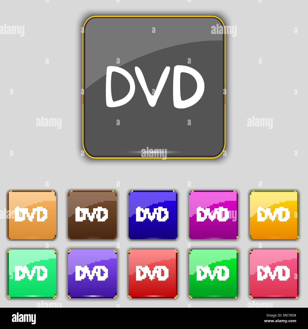 dvd icon sign. Set with eleven colored buttons for your site. Vector ...