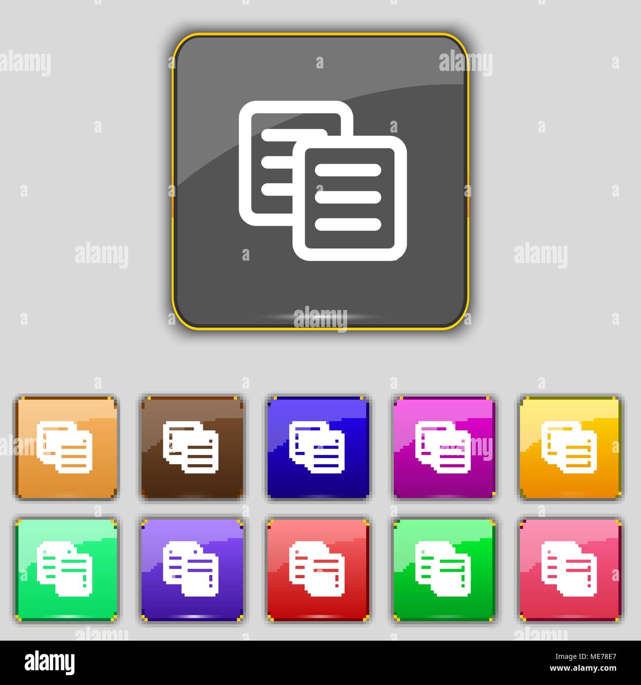 copy icon sign. Set with eleven colored buttons for your site. Vector ...