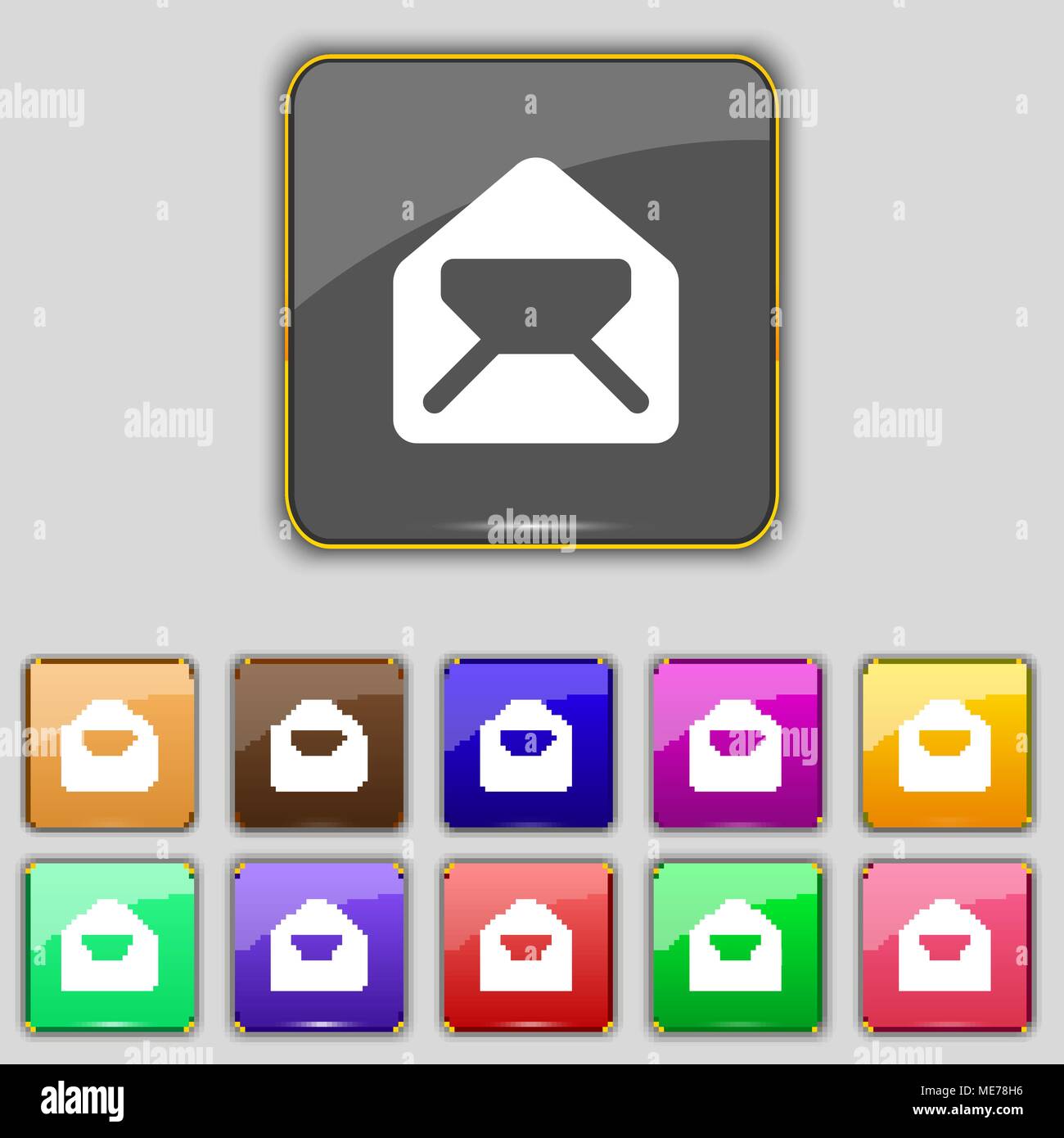 Mail, envelope, letter icon sign. Set with eleven colored buttons for ...