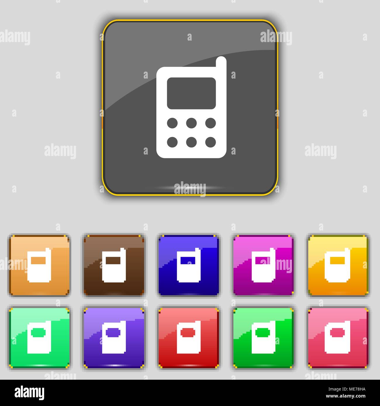 mobile phone icon sign. Set with eleven colored buttons for your site ...