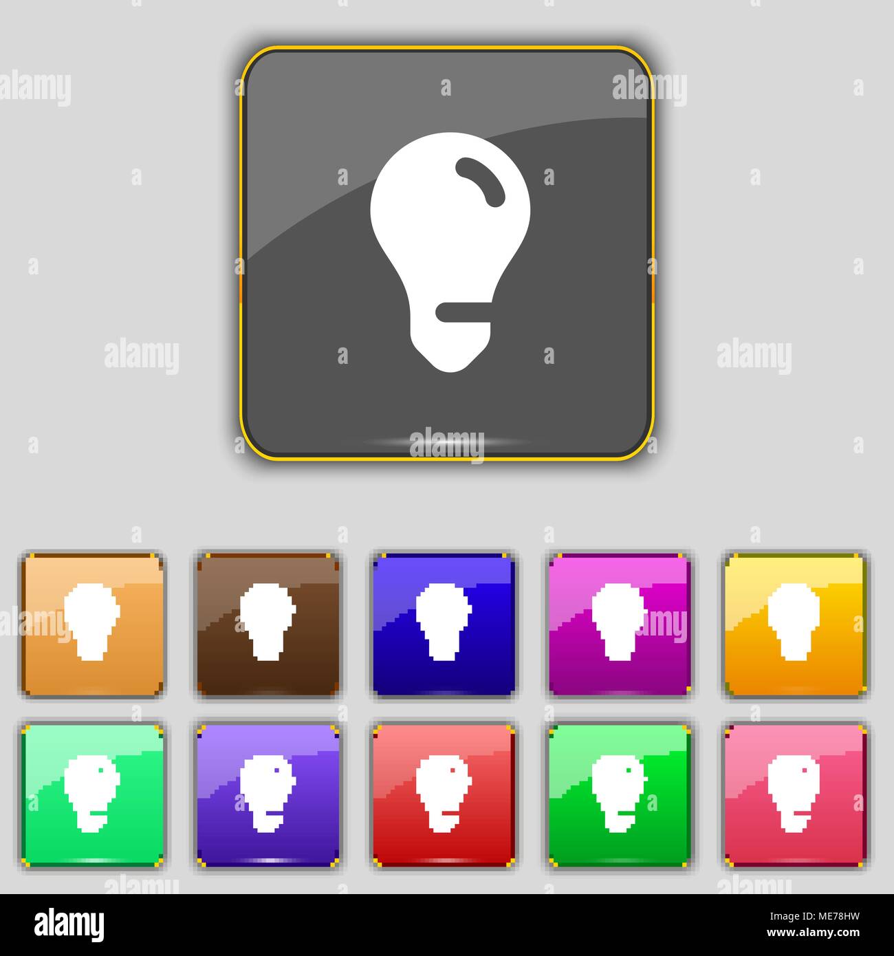 light bulb, idea icon sign. Set with eleven colored buttons for your ...