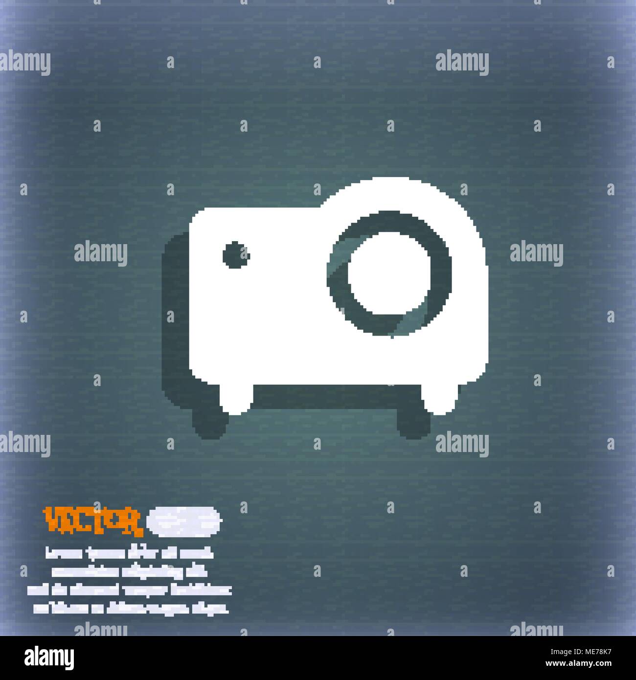 projector icon symbol on the blue-green abstract background with shadow ...
