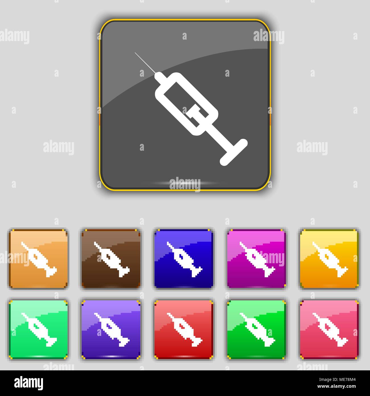 syringe icon sign. Set with eleven colored buttons for your site ...
