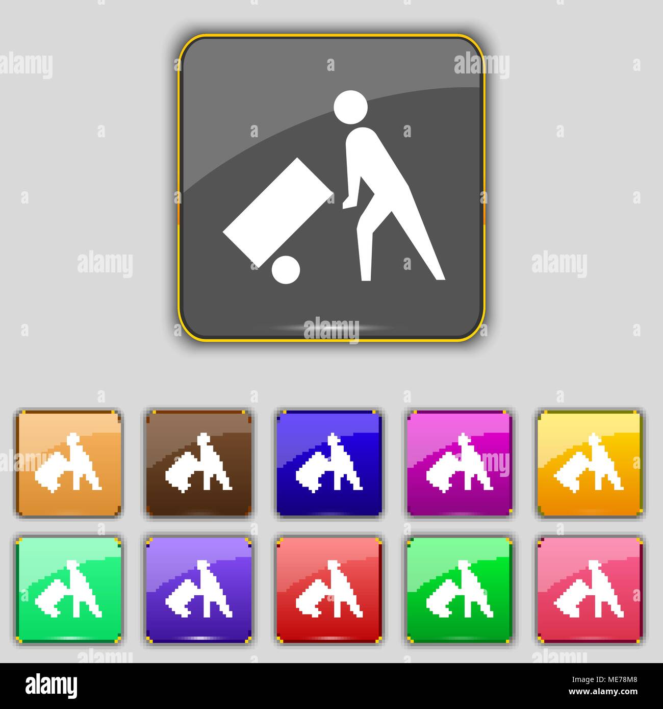 Loader icon sign. Set with eleven colored buttons for your site. Vector ...