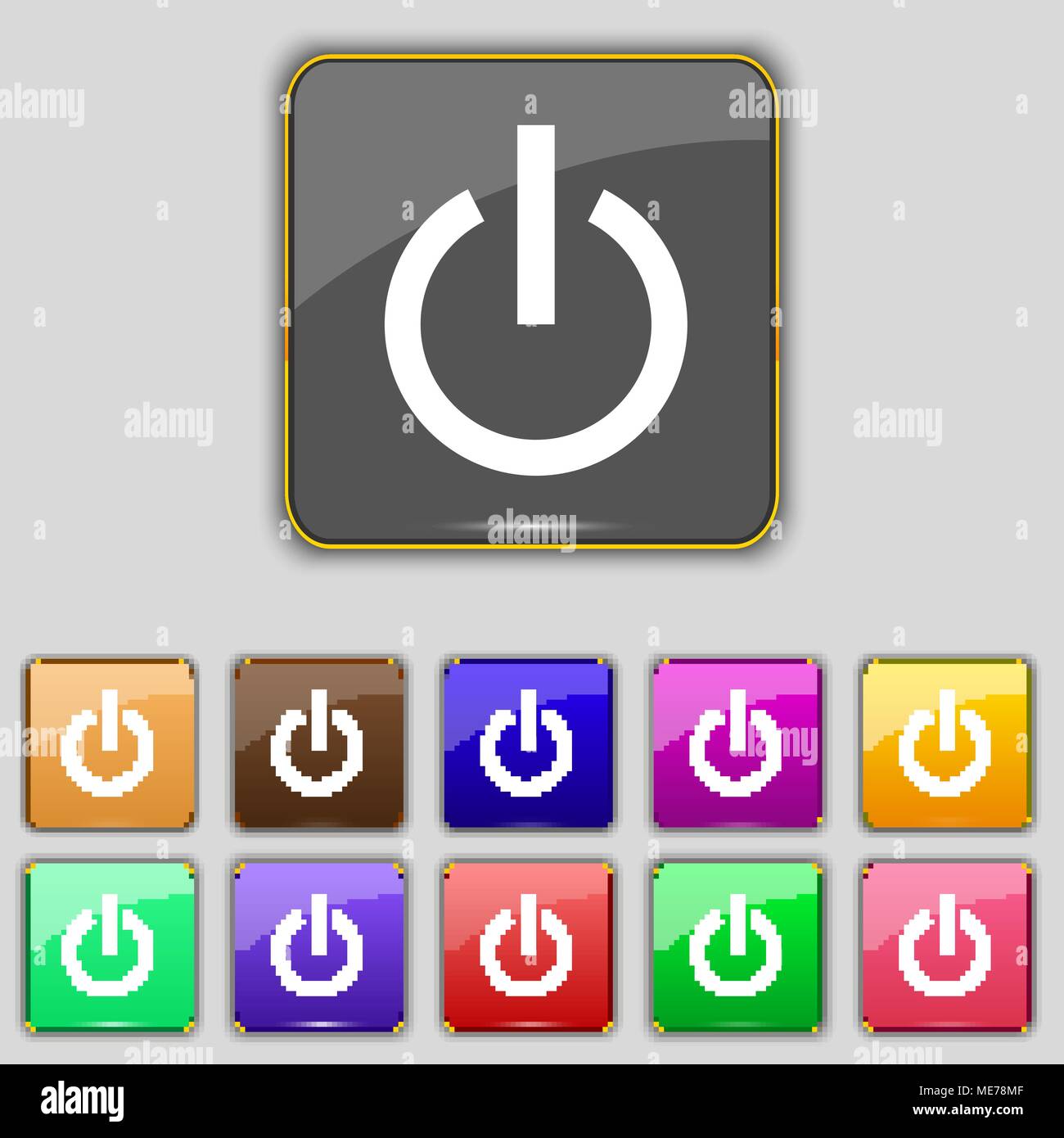 Power icon sign. Set with eleven colored buttons for your site. Vector ...
