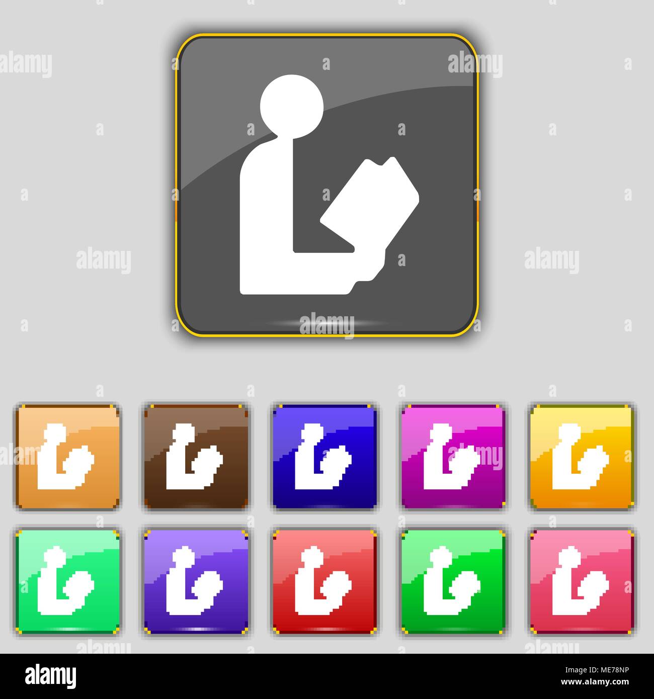 read a book icon sign. Set with eleven colored buttons for your site ...