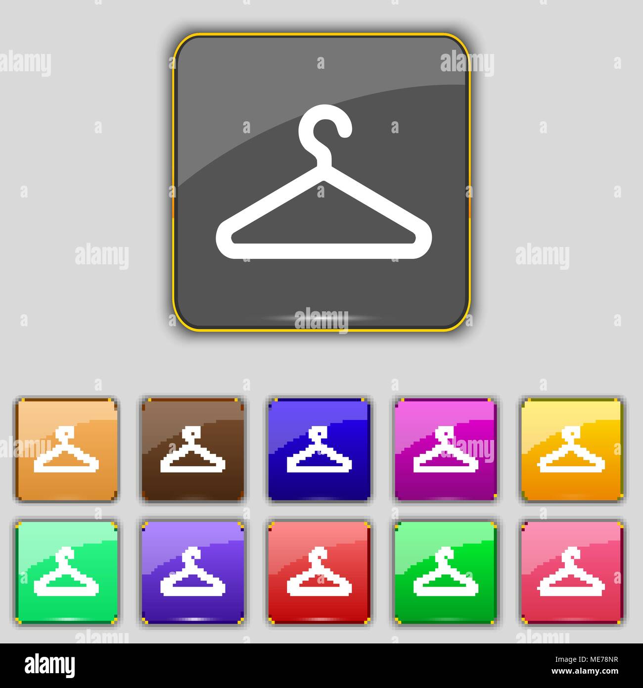 clothes hanger icon sign. Set with eleven colored buttons for your site ...